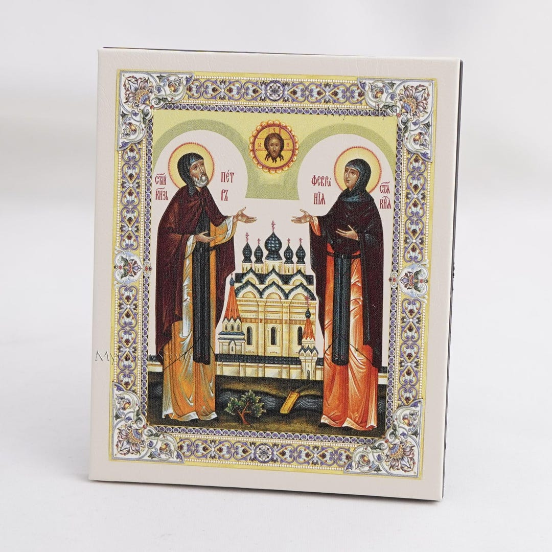 Icon of Saints PETER & FEBRONIA of MUROM, Orthodox Handmade Icon of ...
