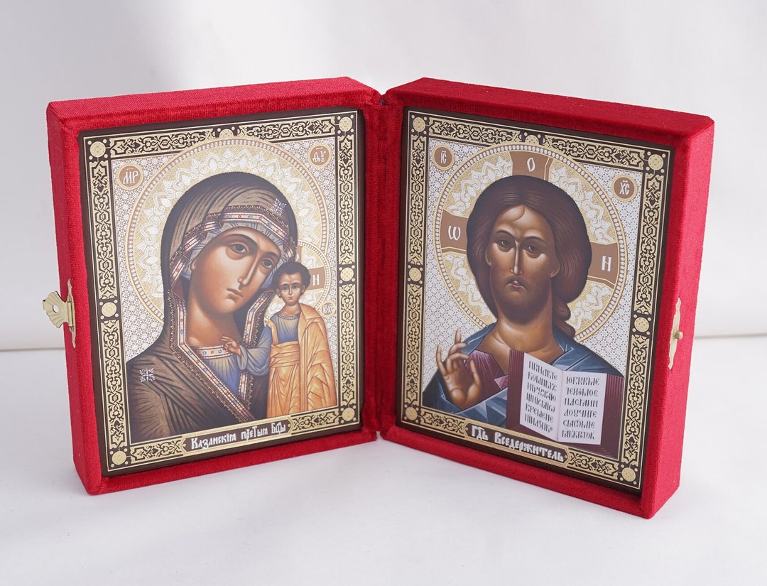 Diptych of the MOTHER of GOD and Jesus Christ, Handmade Icons of ...