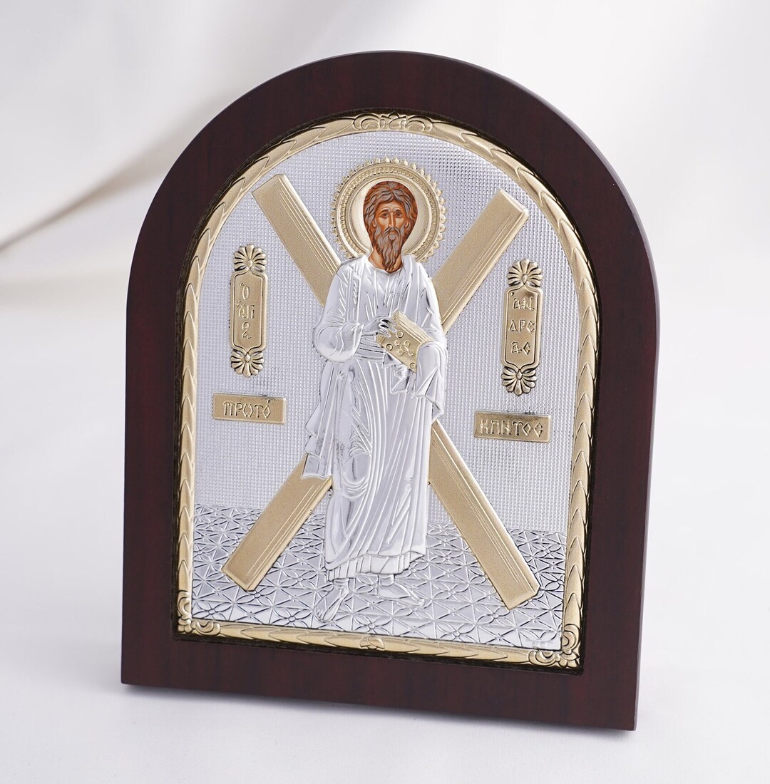 SAINT ANDREW Icon the APOSTLE, Greek Icons, Silver Handmade Orthodox ...