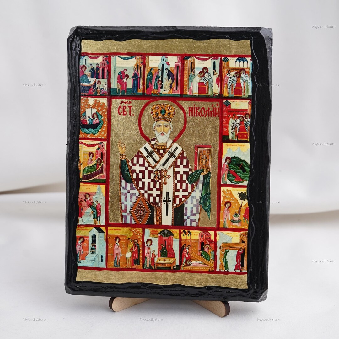 Icon of SAINT NICHOLAS, Christian Icons, Handmade Orthodox Icon of ...