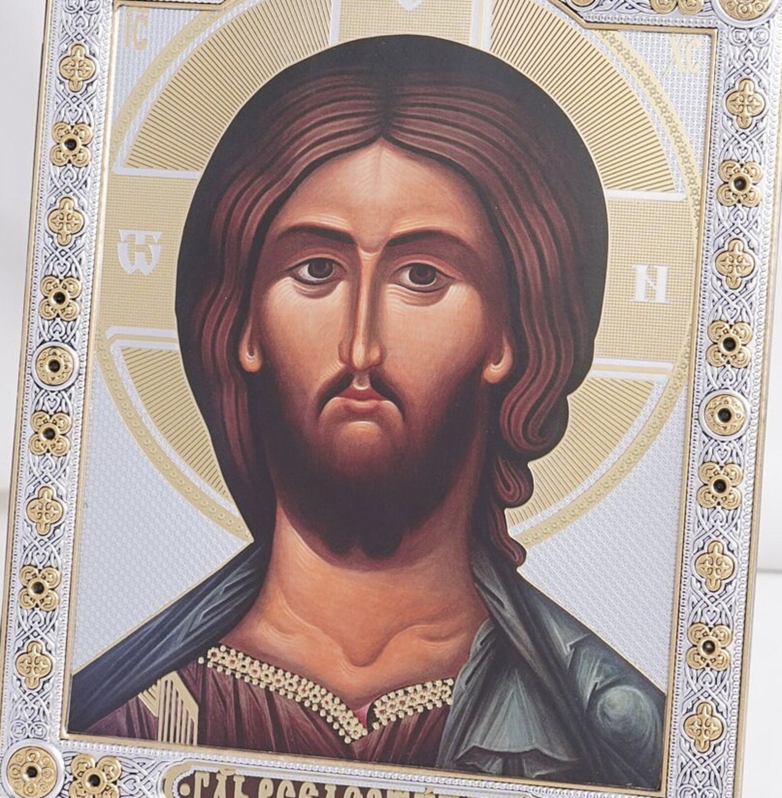 Icon of CHRIST the SAVIOR, Greek Icons, Silver Handmade Icons, Orthodox ...