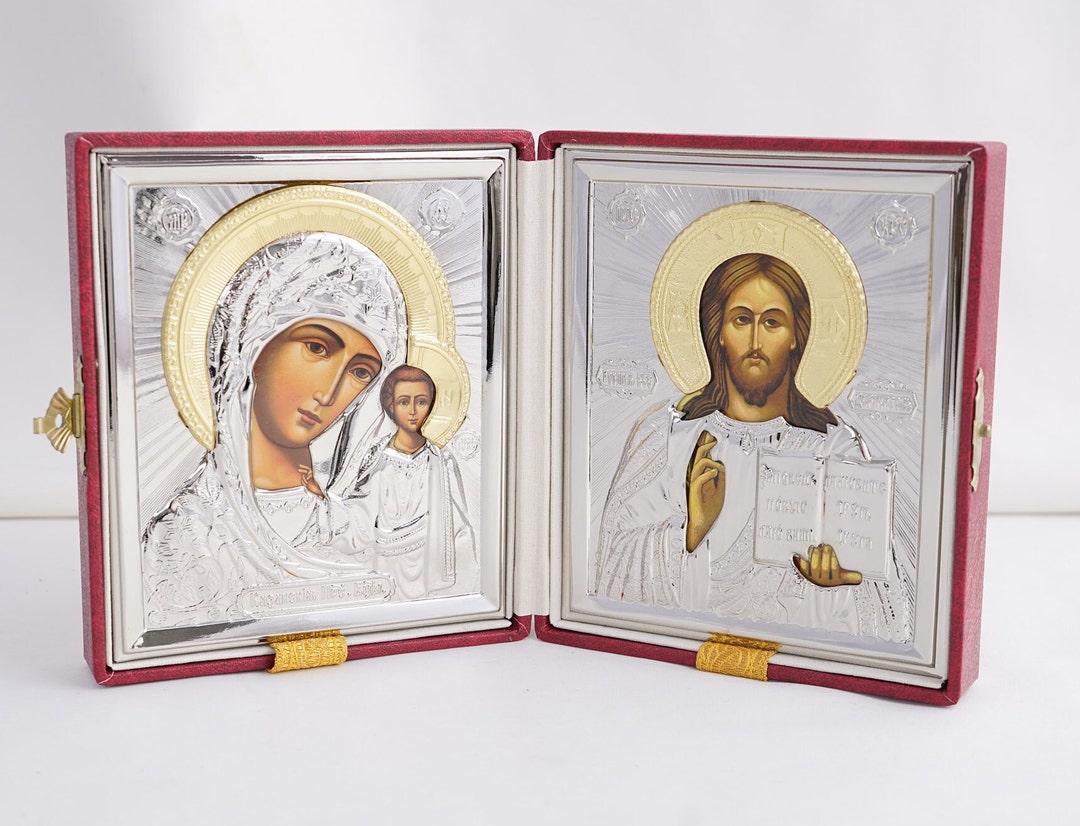 Diptych of the MOTHER of GOD and Jesus Christ, Handmade Icons of ...