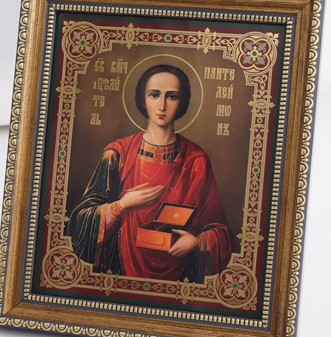 Icon of SAINT PANTELEIMON, Personalized Icon, Orthodox Handmade Icon of ...