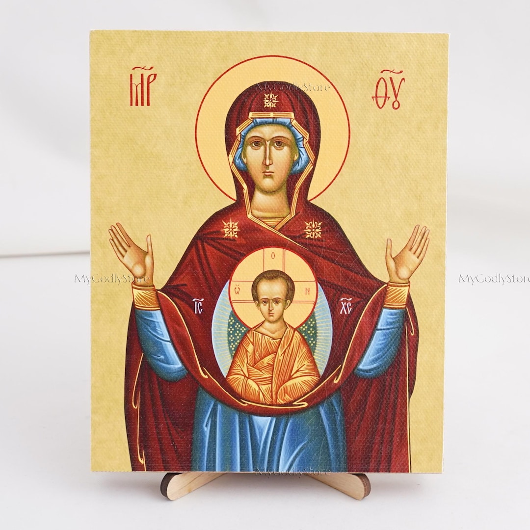 Handmade Our Lady of the Sign Orthodox Icon on Canvas, 5.1x6.3" - Etsy