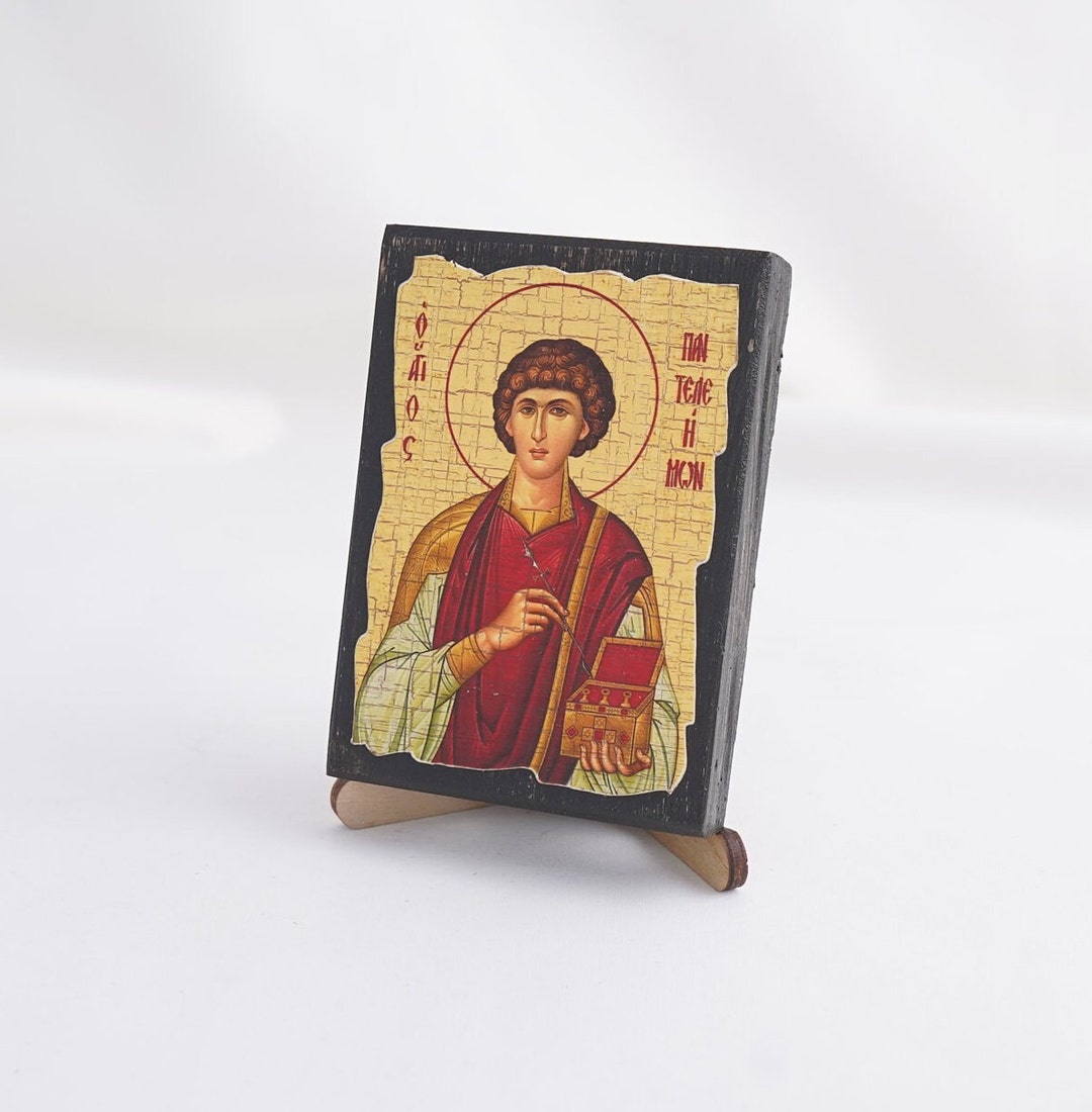 SAINT PANTELEIMON Icon, Saints Icon, Christian Icons, Handmade Greek ...