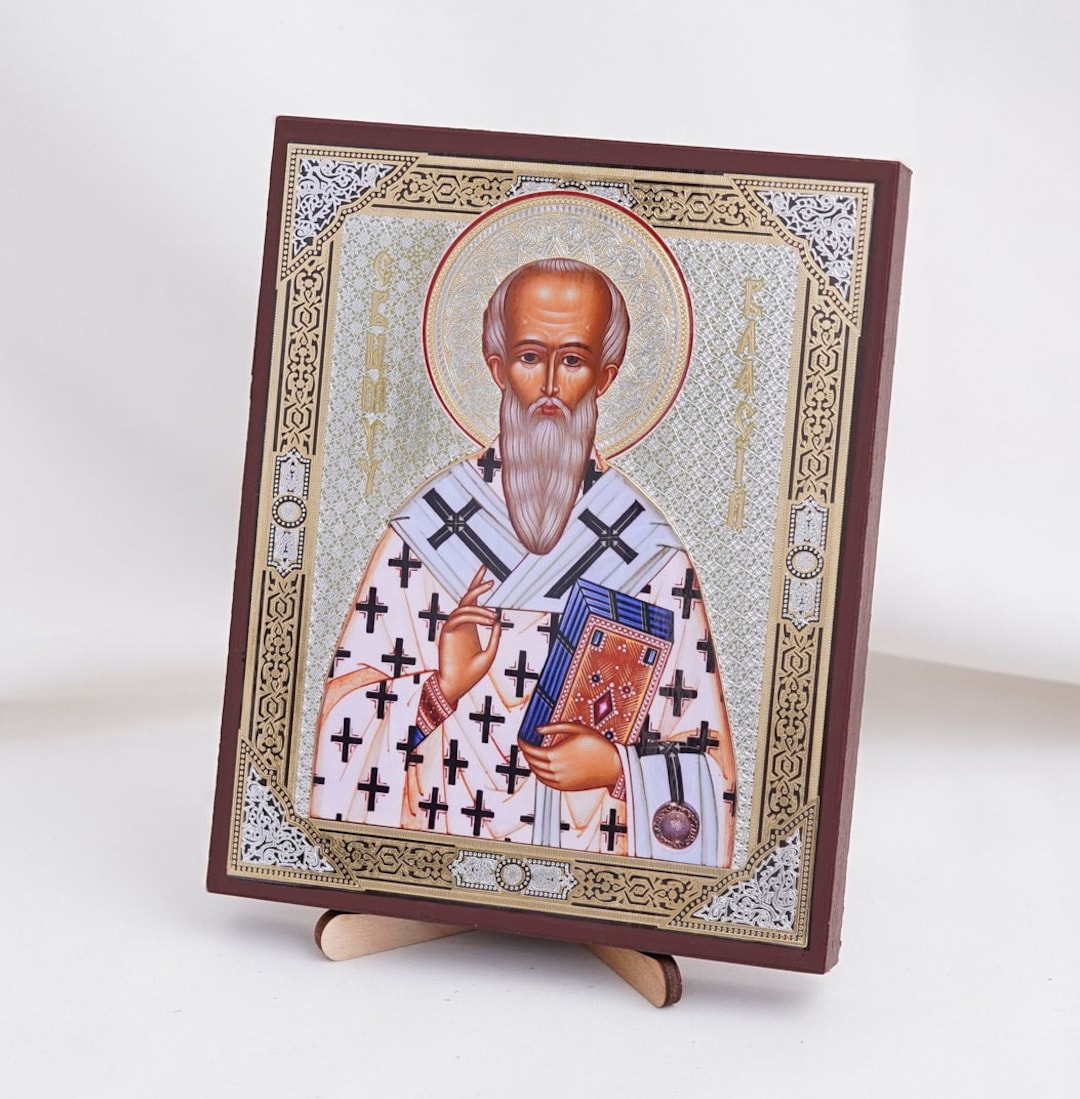 Icon of SAINT BLAISE, Personalized Icons, Handmade Orthodox Icon of the ...