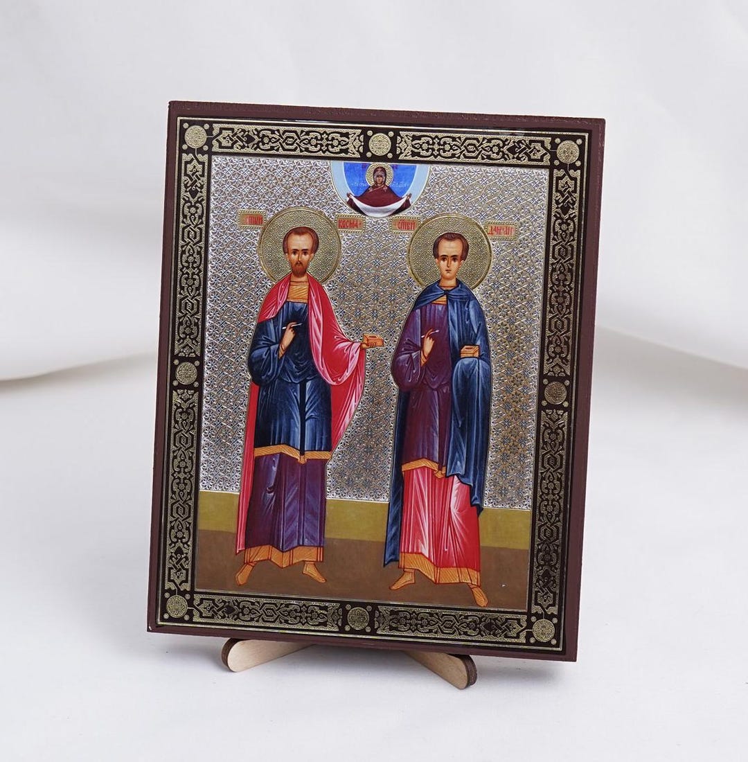 SAINTS COSMAS and DAMIAN Icon, Personalized Icons, Handmade Orthodox ...