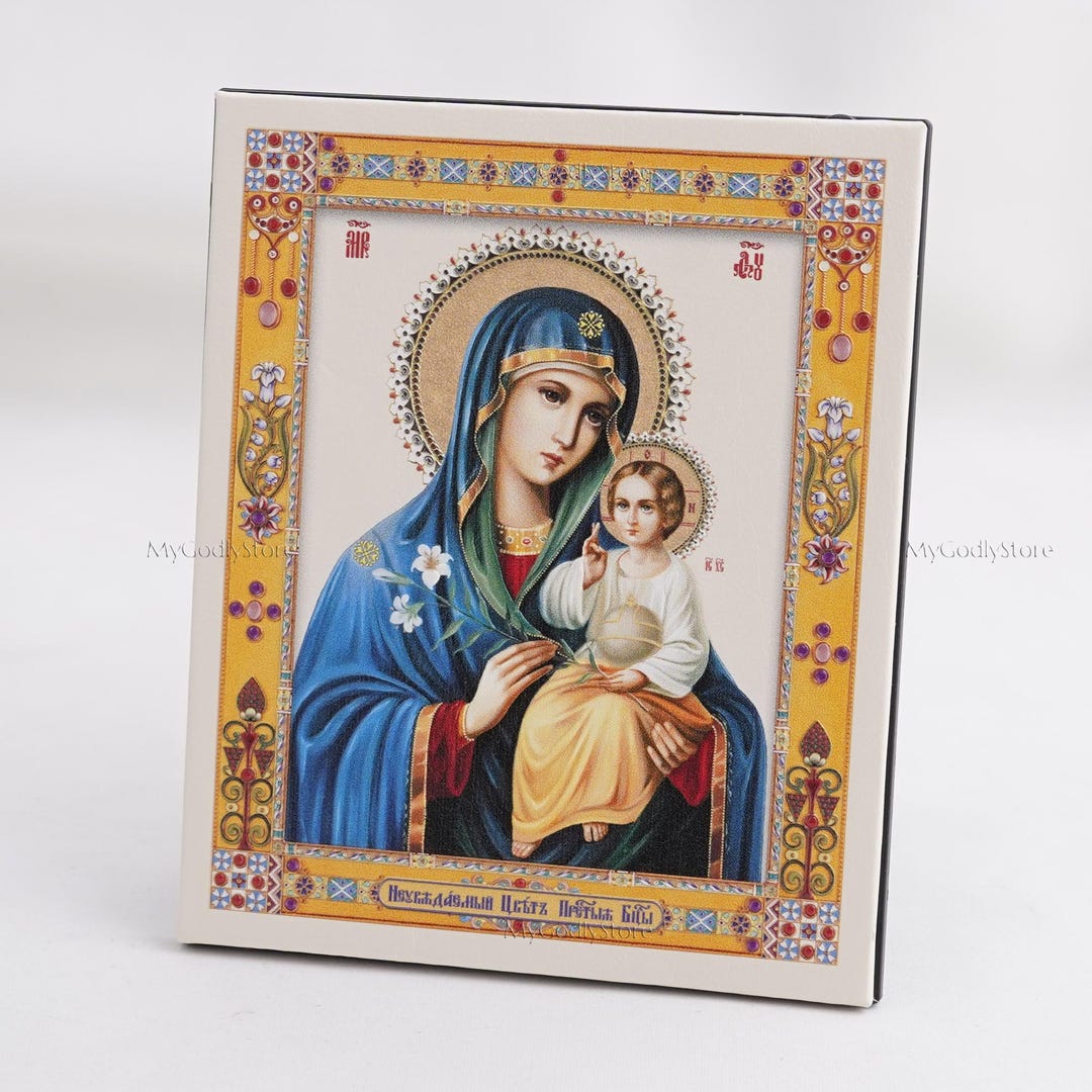 Icon of THEOTOKOS UNFADING FLOWER, Orthodox Handmade Icon of Theotokos ...