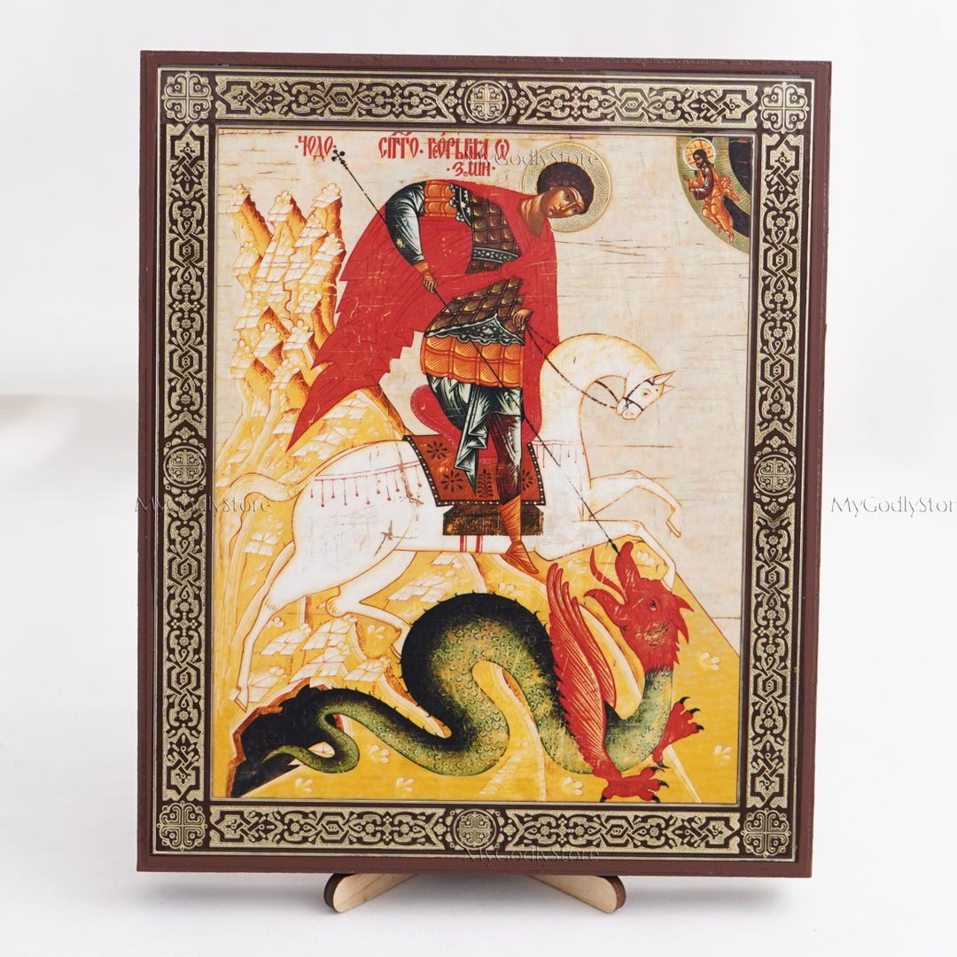 Icon of SAINT GEORGE, Personalized Icons, Handmade Orthodox Icon of ...