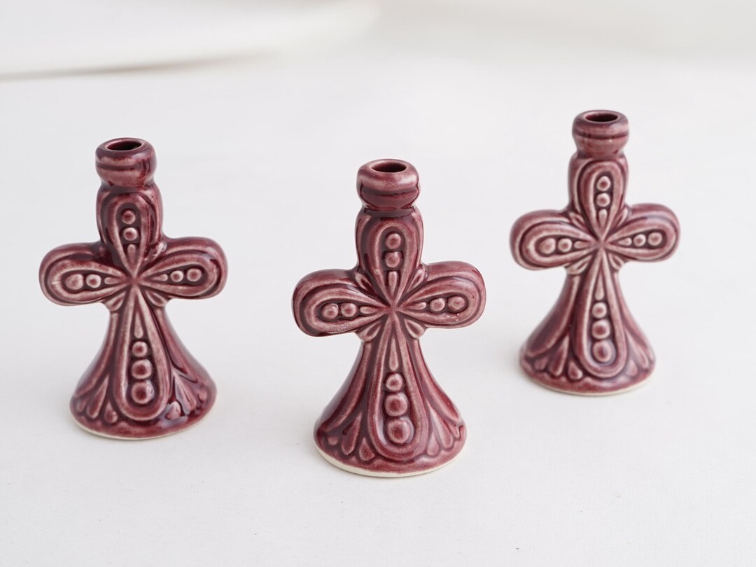 Red Ceramic Candle Holder, Mini Candle Holder, Ceramic Candle Holder ...