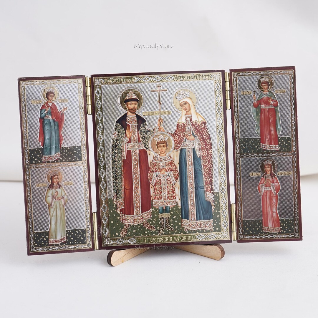 Triptych Orthodox Icons, Icon of TSAR FAMILY Martyrs, Handmade Orthodox ...