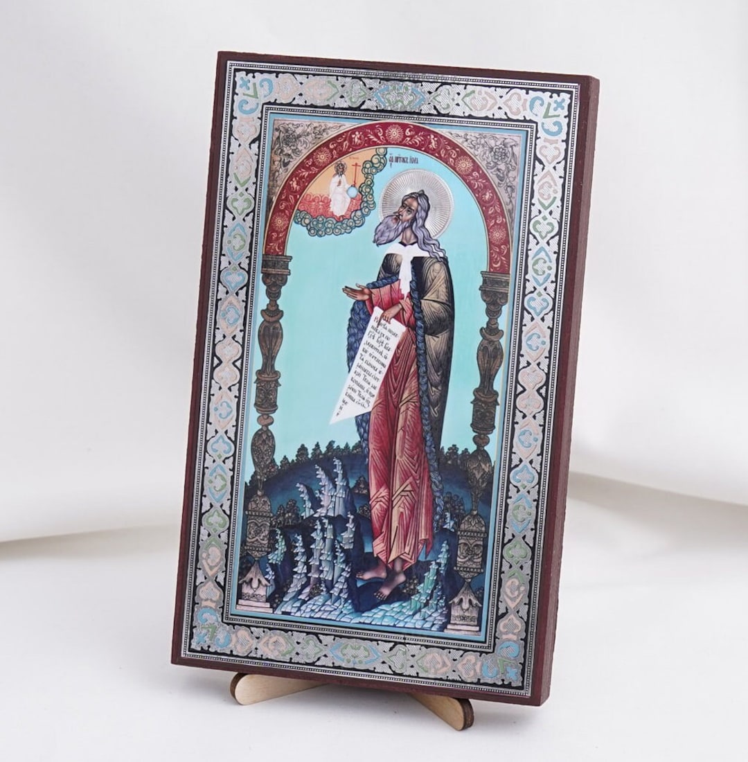 PROPHET ELIJAH Icon, Personalized Icon, Handmade Orthodox Icon of ...