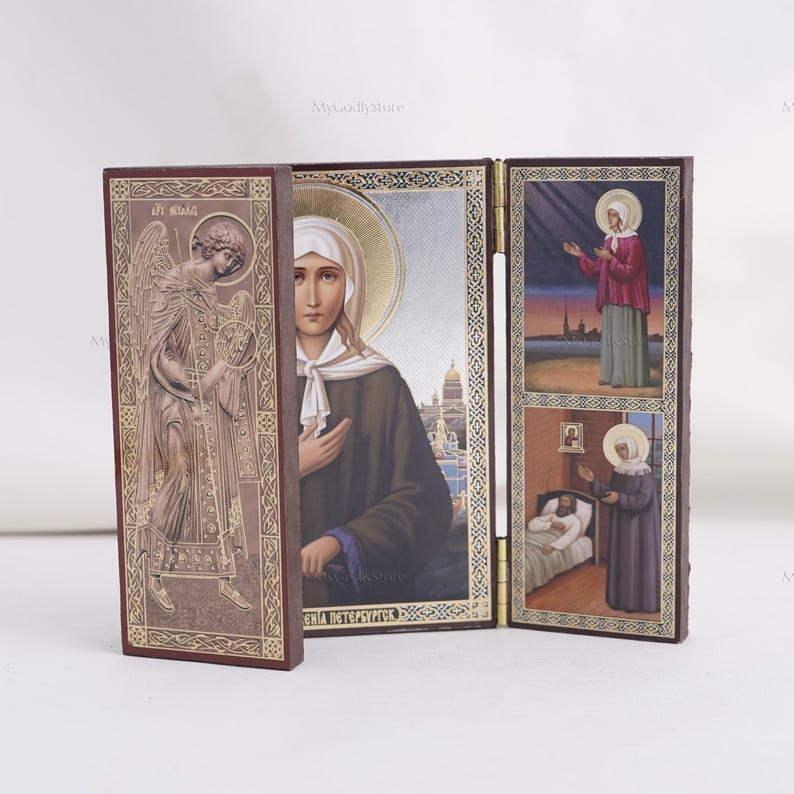 Triptych Orthodox Icons, Icon of SAINT XENIA, Handmade Orthodox Icon of ...