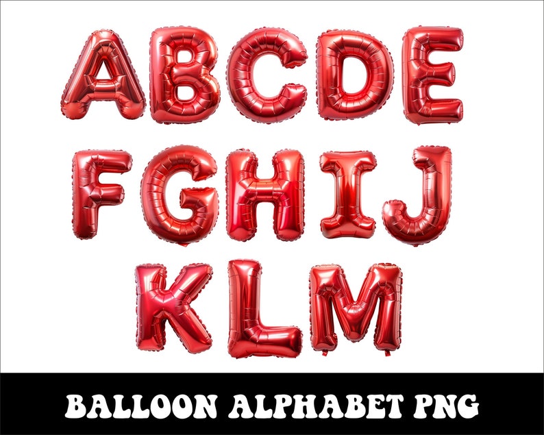 BUNDLE 10 Colors Balloon Alphabet Png Birthday Png Alphabet Party Png ...