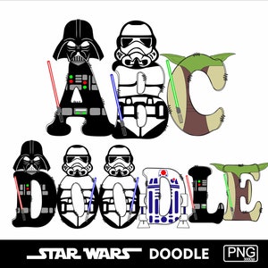 Star Wars Dooodle Alphabet Bundle 4 Set Png Darth Vader Jedi RD2 ...