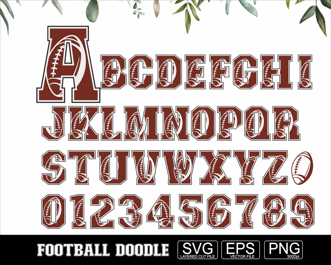 Football Doodle Font PNG SVG Football Letters Alphabet Football Doodle ...