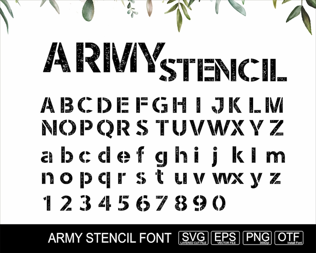 Army Stencil Font SVG Army Alphabet Svg Distressed Army Font for Cricut ...