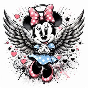 5 PNG Angel Mouse Girl Splash and Watercolor Transparent PNG File for ...