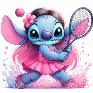 Tennis Girl Stitch 5 PNG Design High Resolution Transparent Background ...