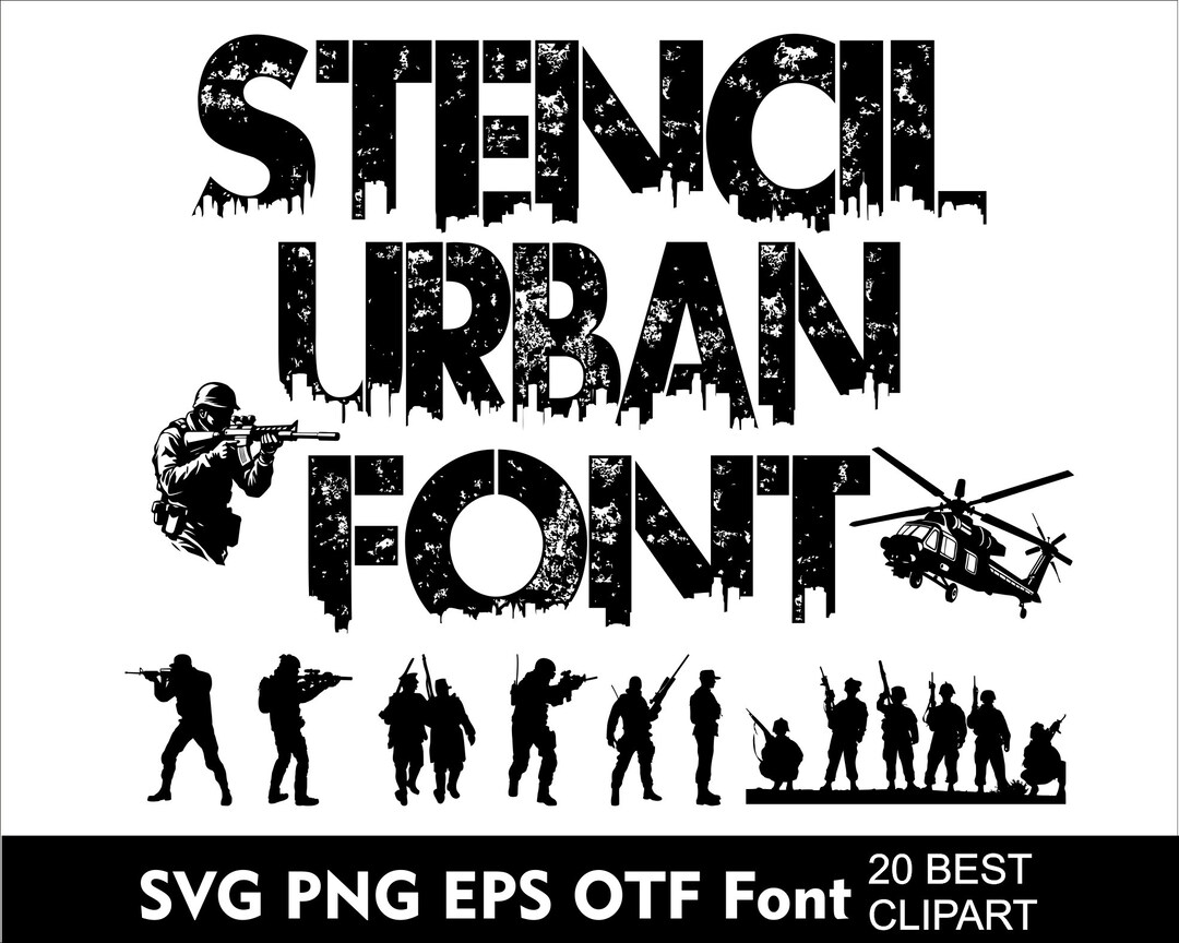 Stencil Urban Font SVG Army Alphabet Svg Distressed Army Font for ...