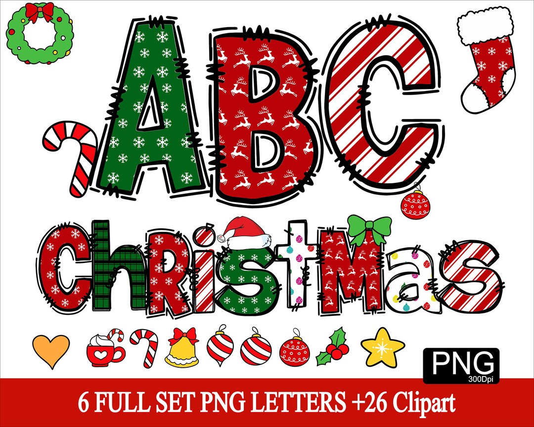 Christmas Alphabet PNG Christmas Letters Numbers Clipart Santa Alphabet ...
