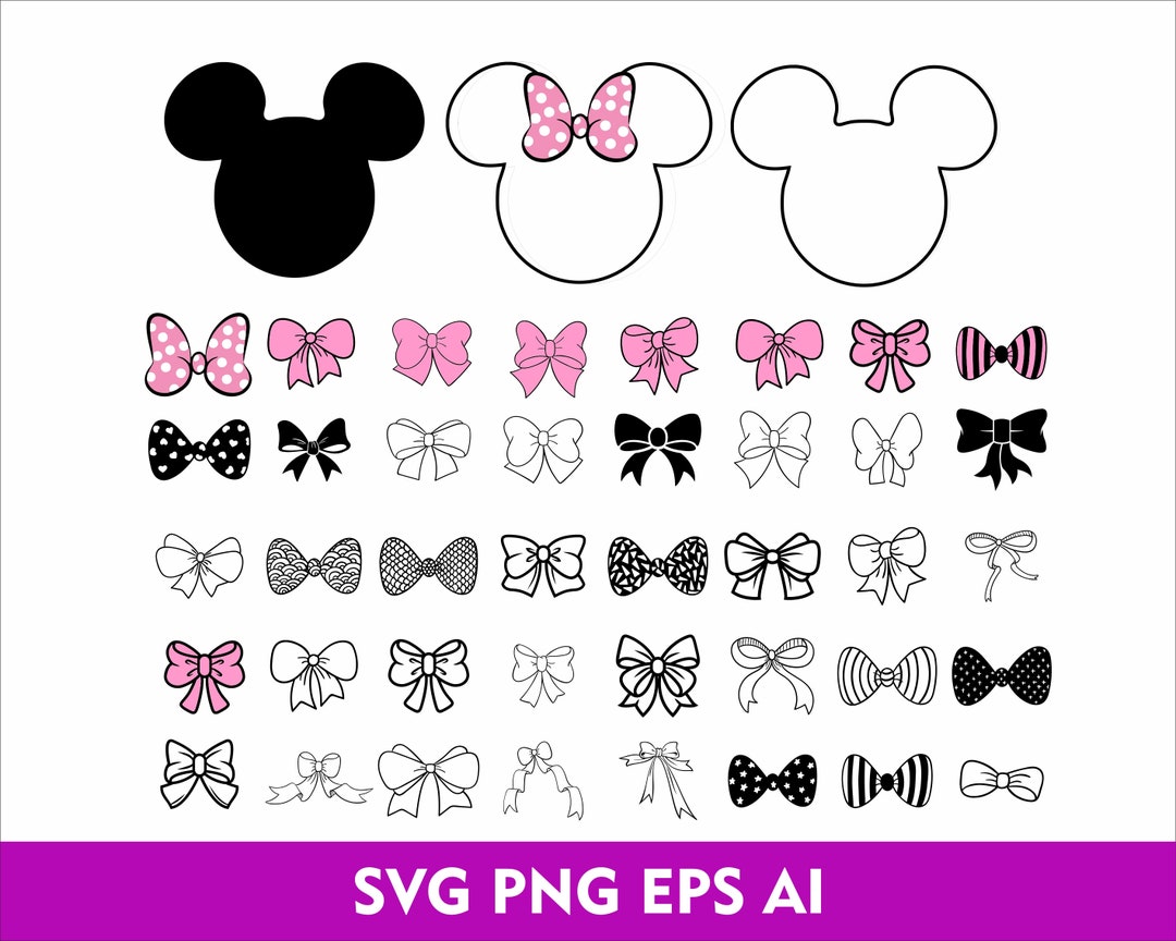 Bow Mouse SVG 40 Bow Clipart Mouse Head Bow Cut File Minnie Bow Svg Bow ...