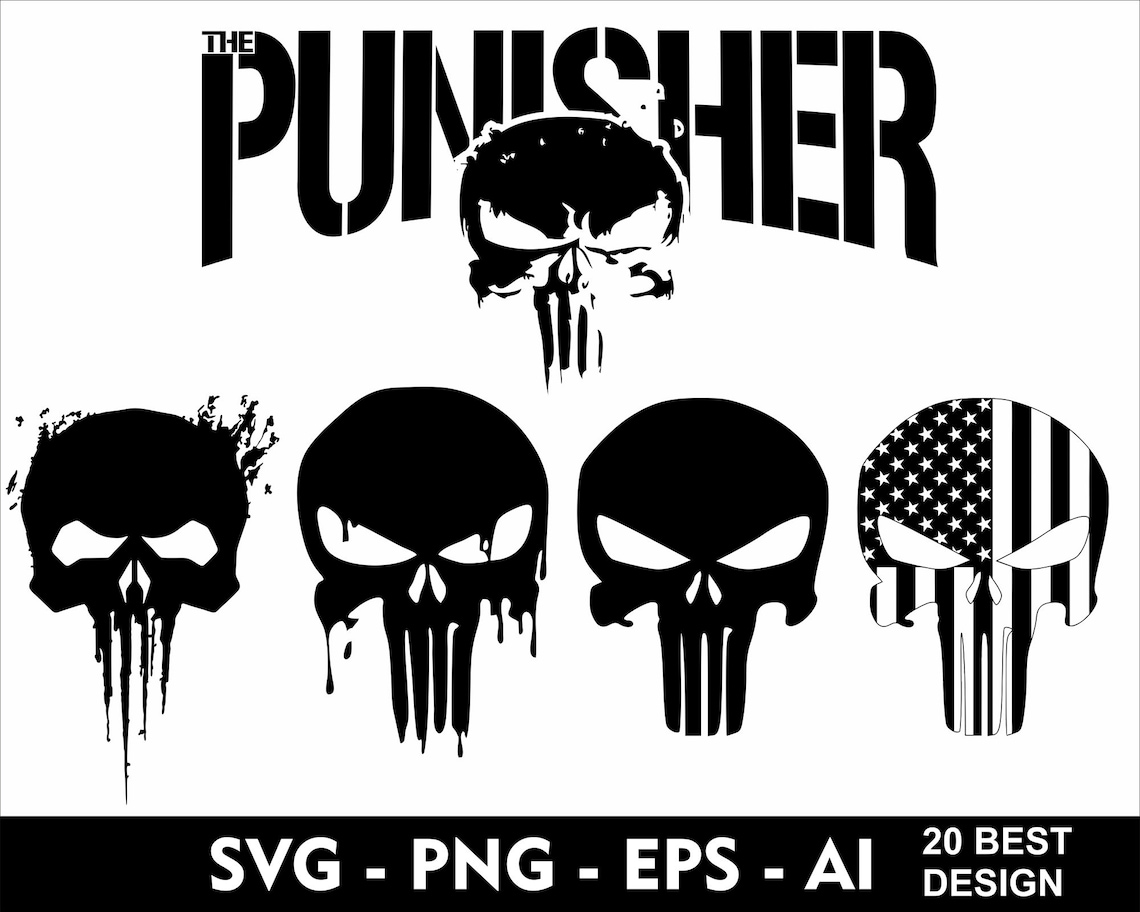 Punisher Skull Svg Bundle Punisher Tshirt Design Skull Svg Eps - Etsy