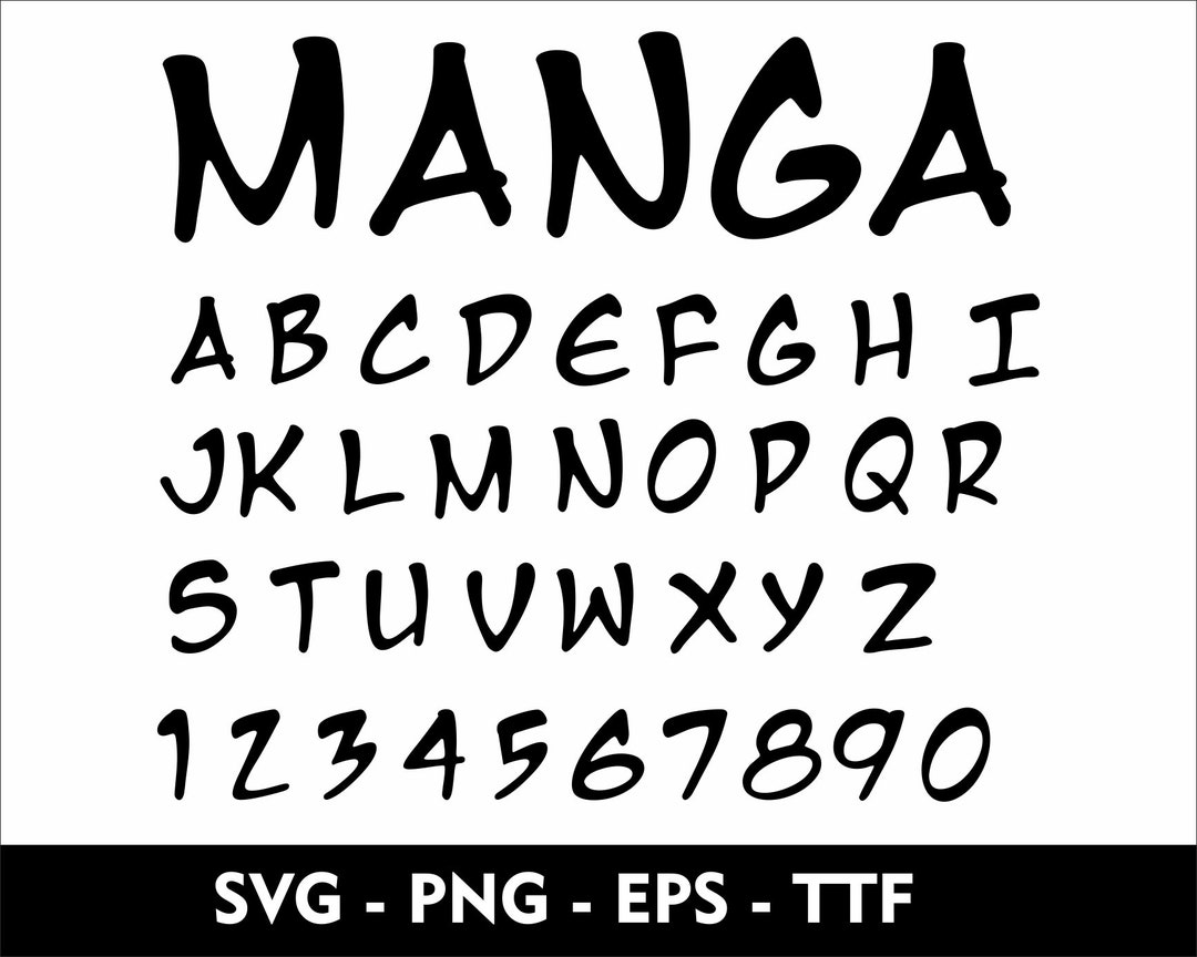 Manga Alphabet Font Svg Cartoon Alphabet for Cricut SVG Manga Birthday ...