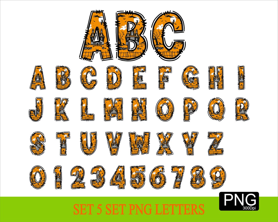 Halloween Alphabet BUNDLE Halloween Day Font Spooky Alphabet Haloween ...