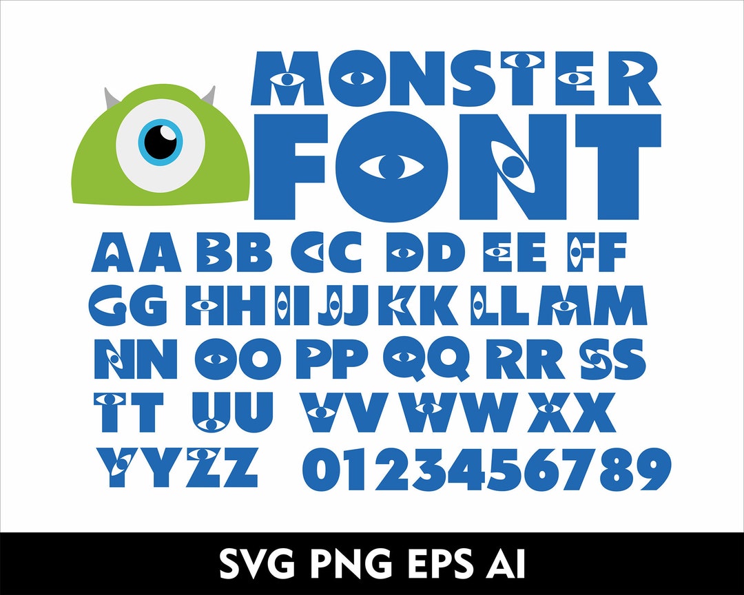 Monster Font SVG Gogly Bear Alphabet Svg Png Eps Font Gogly - Etsy