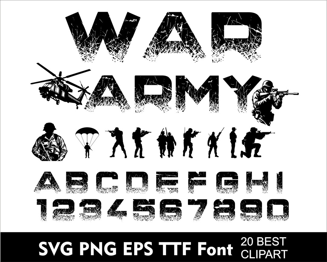 Army War Font SVG Army Alphabet Svg Distressed Army Font for Cricut Svg ...