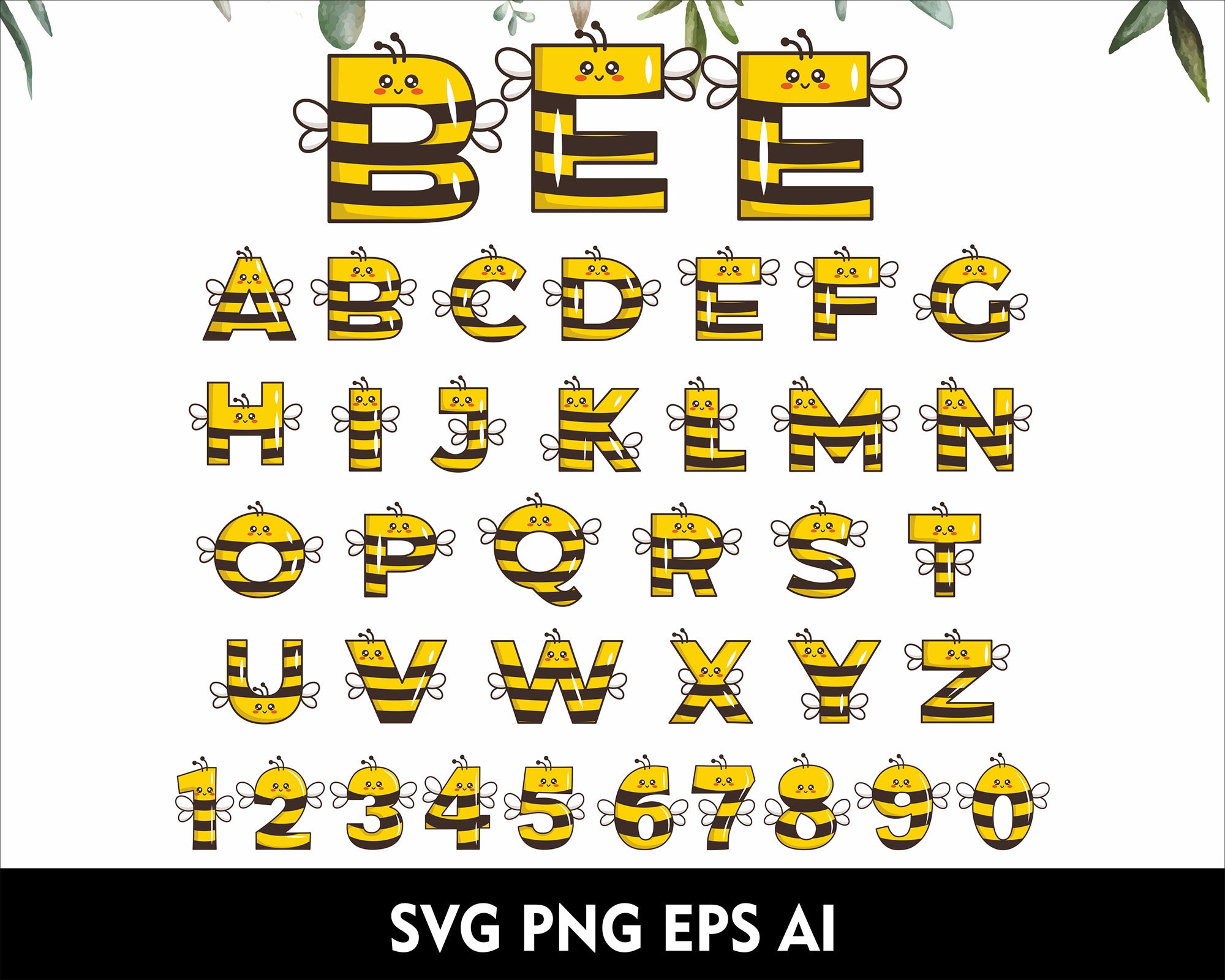 Cute Bee Doodle Alphabet Bee Alphabet Svg Cute Bee Font Svg - Etsy ...