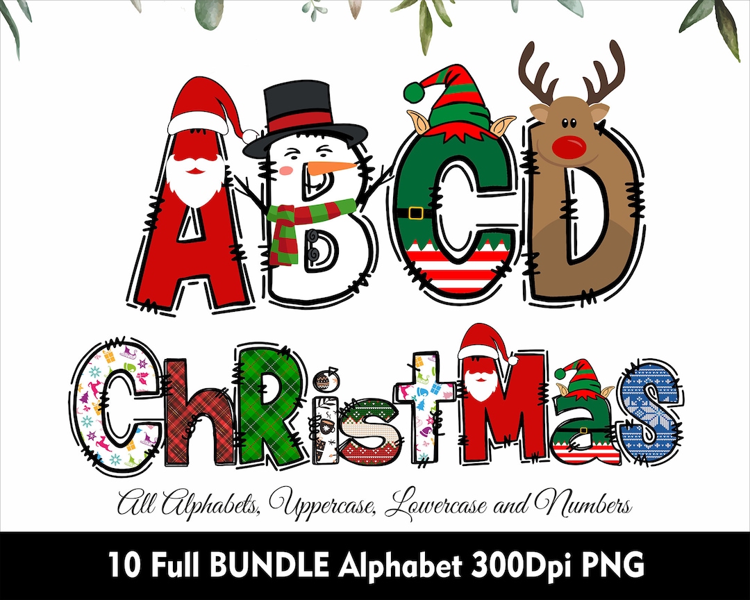 Christmas Doodle Letters 10 Sets BUNDLE Christmas Alphabet Merry ...