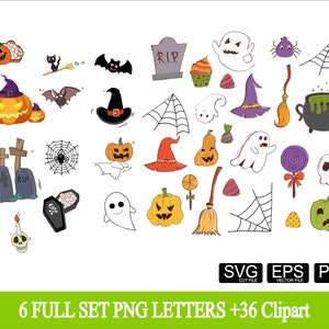 Halloween Alphabet BUNDLE Halloween Day Font Spooky Alphabet Haloween ...