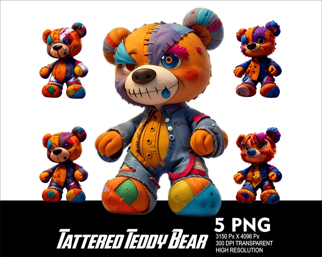 Tattered Teddy Bear 5 PNG Design High Resolution Transparent Background ...