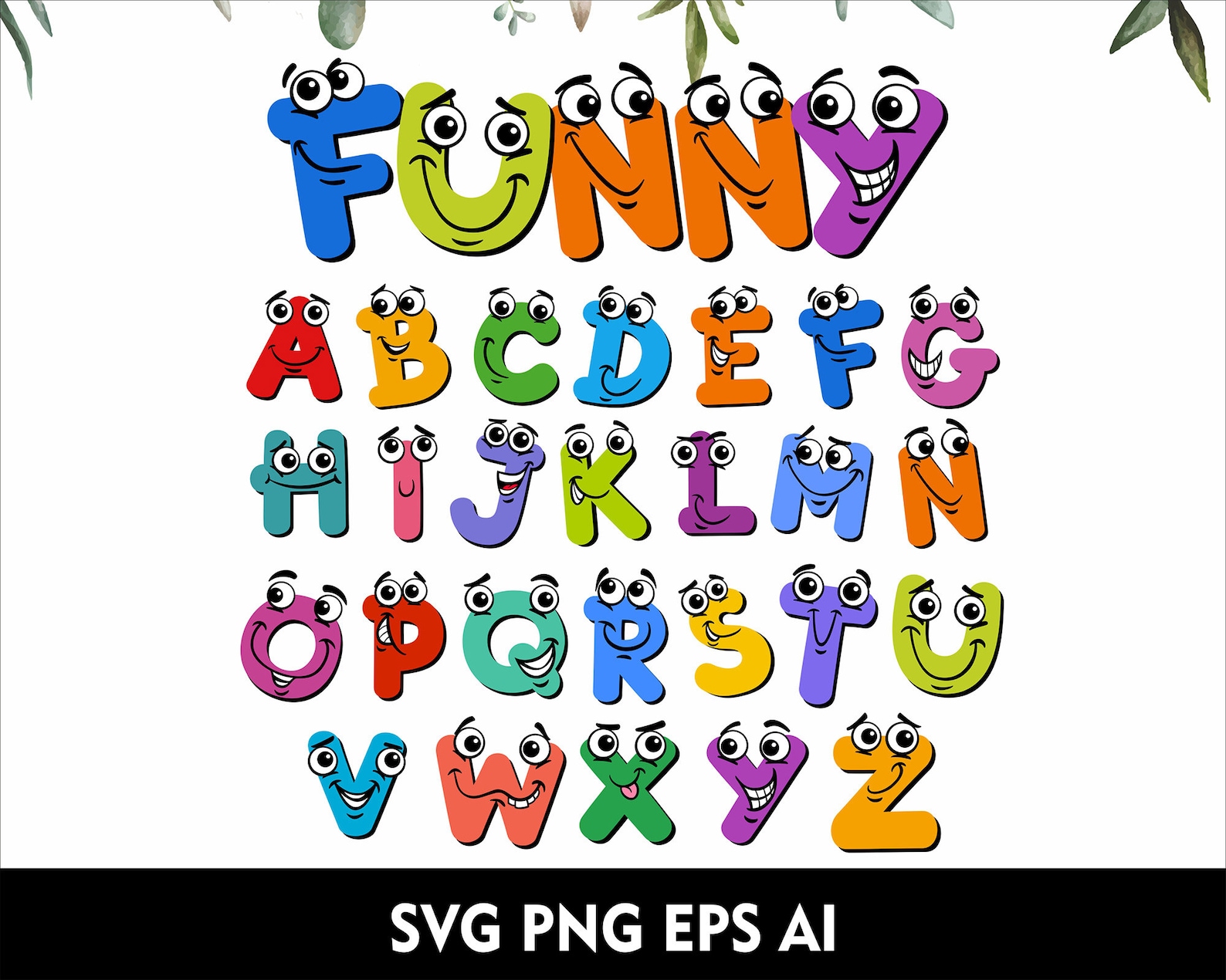 Cartoon Funny Alphabet Svg Funny Font Svg Png Cute Funny Letters ...
