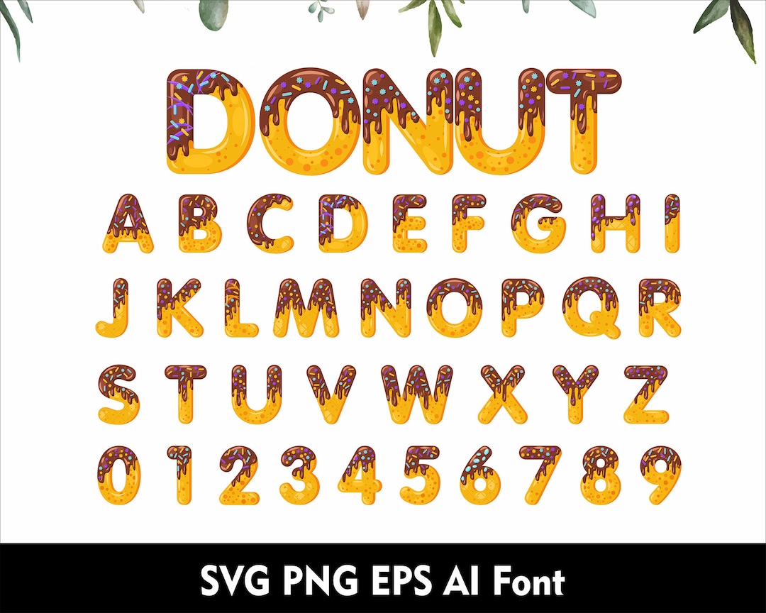 Donut Alphabet Biscuit Color Cartoon Font Glazed Christmas Letters ...