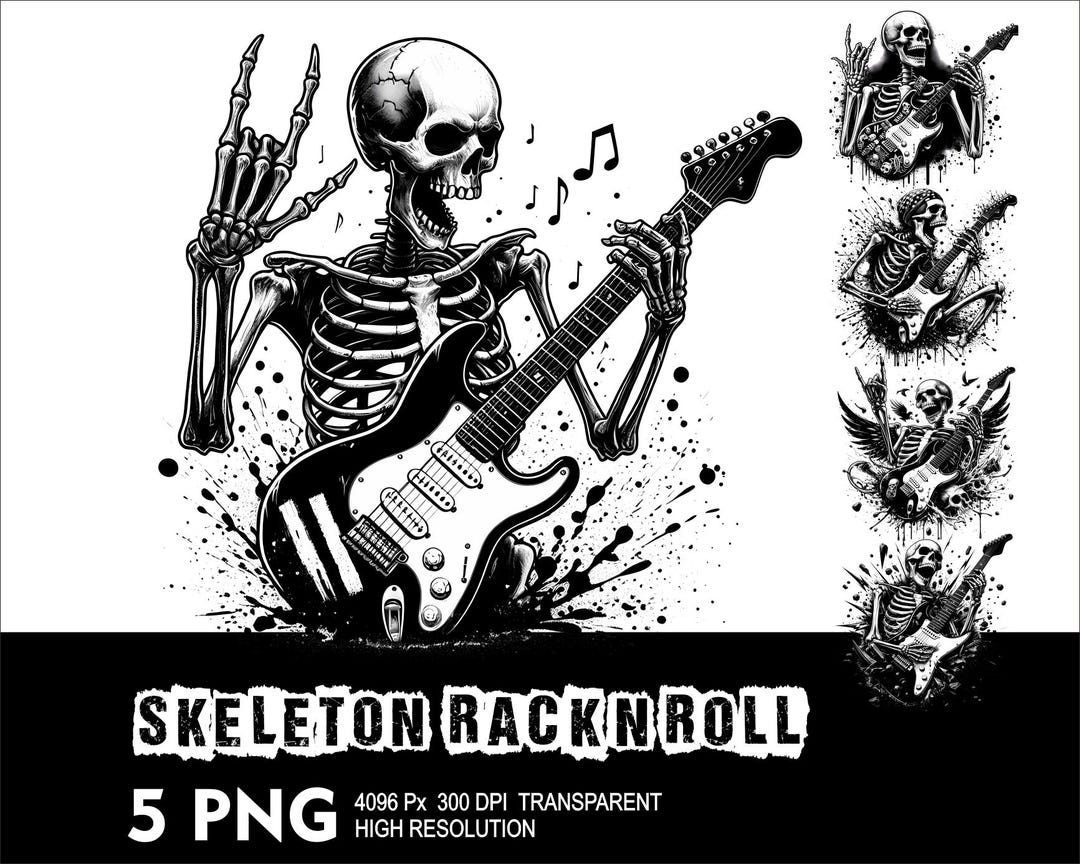 Rock N Roll Skeleton 5 PNG Design High Resolution Transparent ...