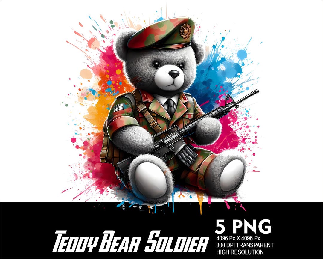 Soldier Teddy Bear 5 PNG Design High Resolution Transparent Background ...