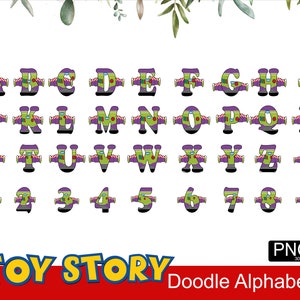 Toy Story Doodle Alphabet BUNDLE 7 Set Toys Story Font Png Alphabet ...