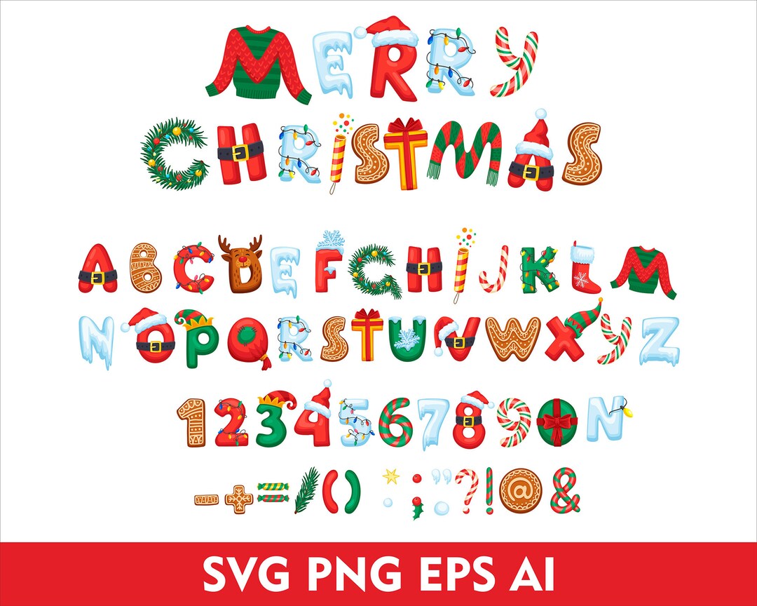 Merry Christmas Alphabet Christmas Doodle Font Merry Christmas Doodle ...