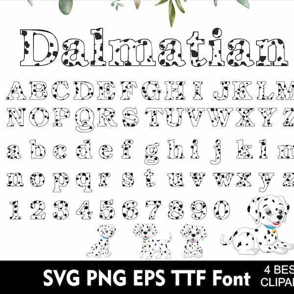 Dalmatian Font Svg - Etsy