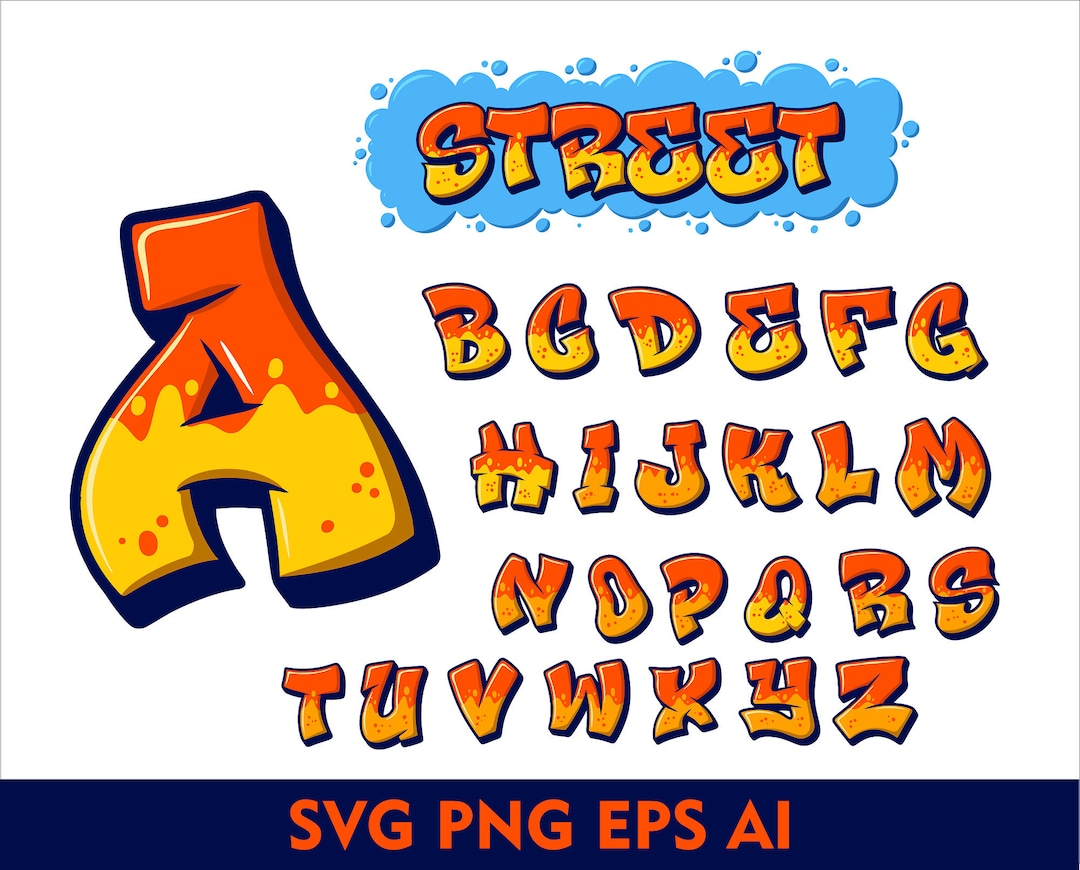 Street Graffiti Font SVG Street Graffiti Alphabet Graffiti Letters for ...