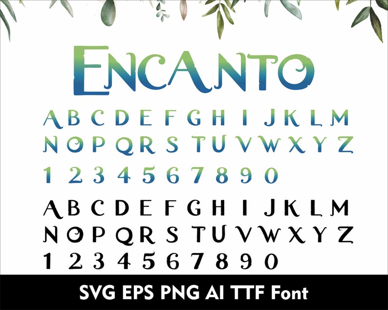 Encanto Font Svg Encanto Movie Alphabet Color Font and Back Font ...