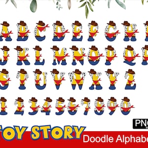 Toy Story Doodle Alphabet BUNDLE 7 Set Toys Story Font Png Alphabet ...