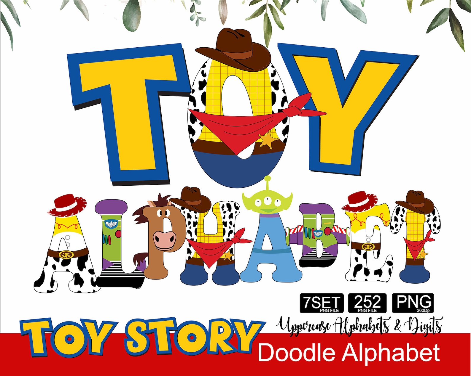Toy Story Doodle Alphabet BUNDLE 7 Set Toys Story Font Png Alphabet ...