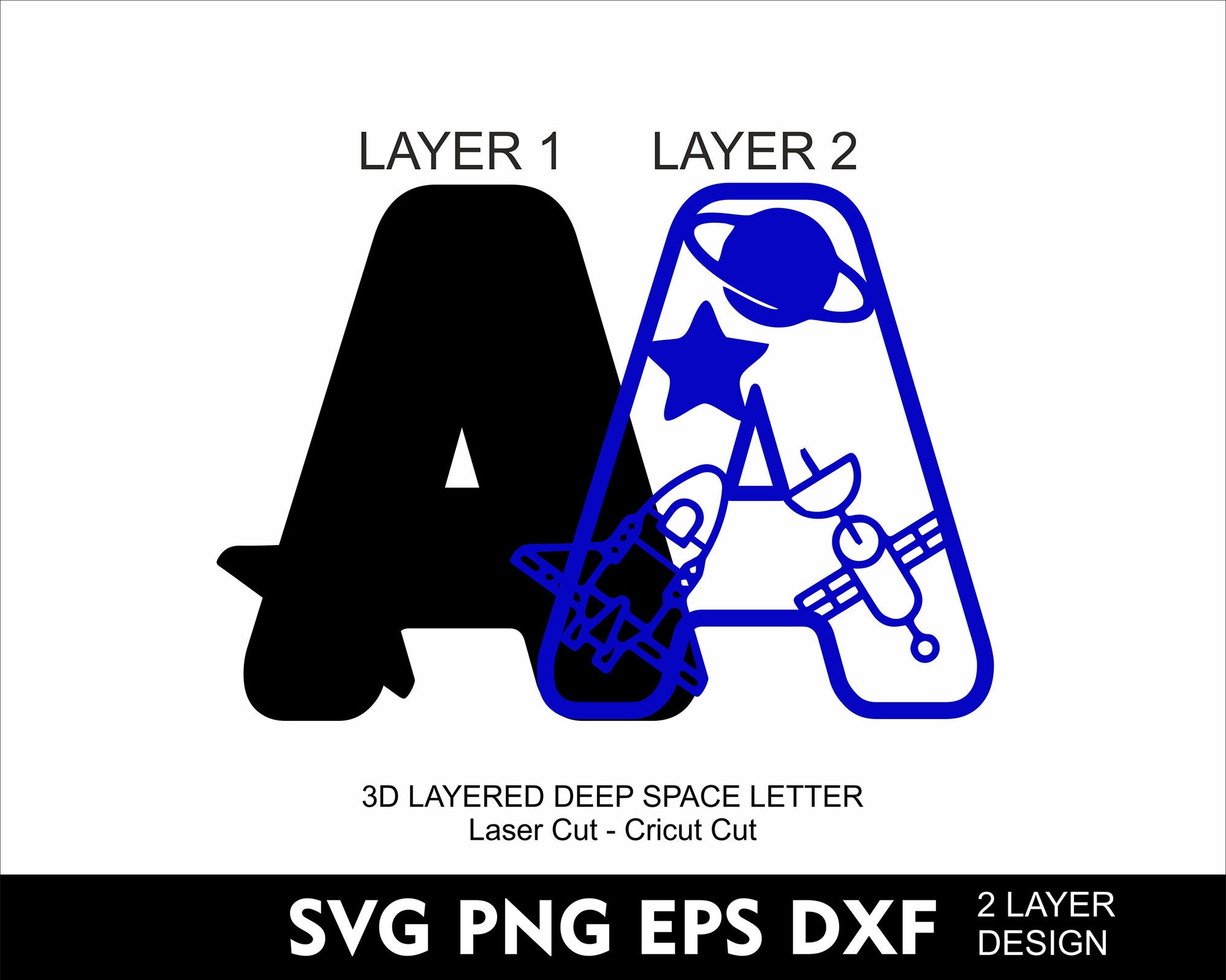 3D Deep Space Alphabet Svg Boy Birthday Space Font Layered Space ...