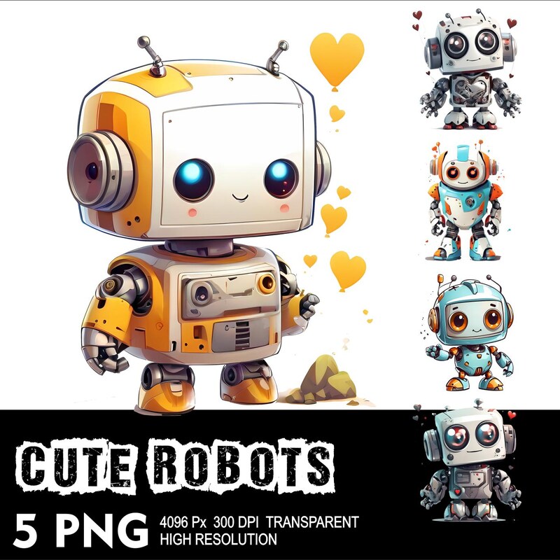Cute Robot Clipart - Etsy