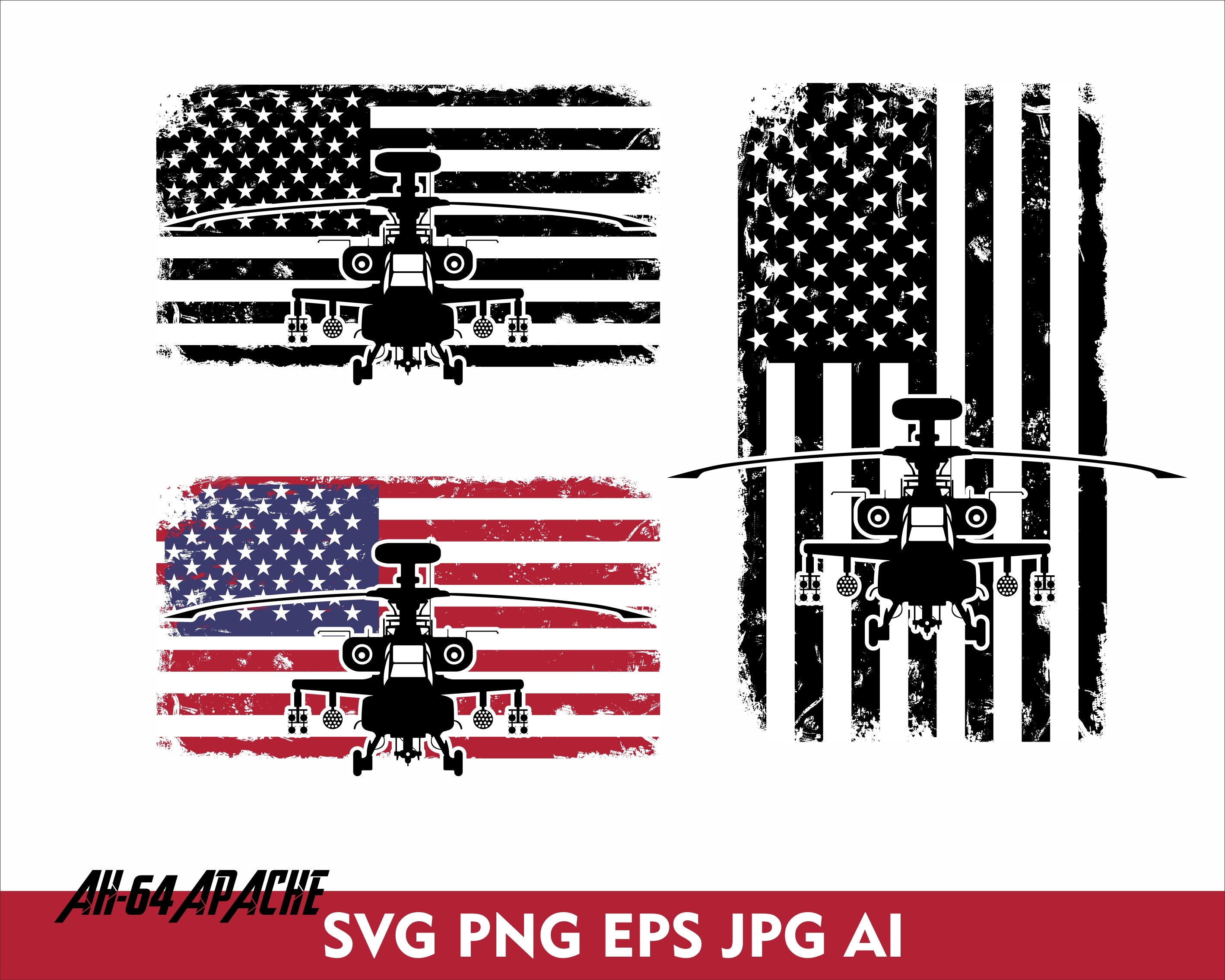Ah-64-apache SVG American Flag USA Army Helicopter Flag - Etsy