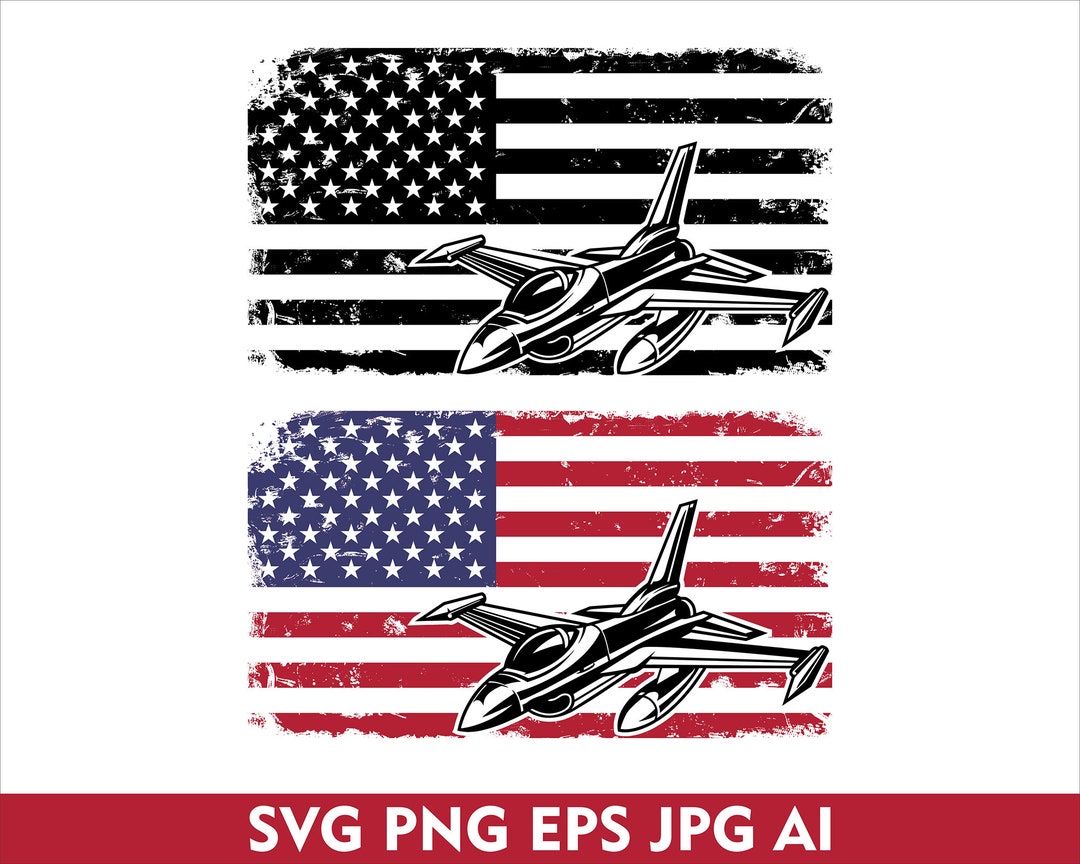 Jet Fighter Flag SVG Patriotic American Flag Fighter Military Combat ...